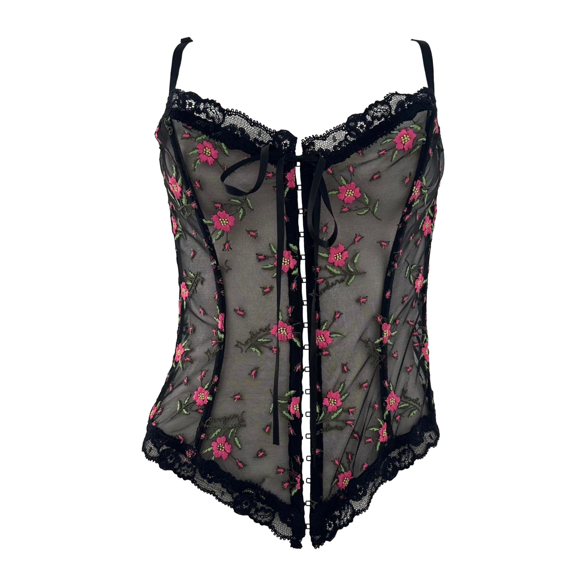 Moschino Black Floral Embroidered Corset – Treasures of NYC