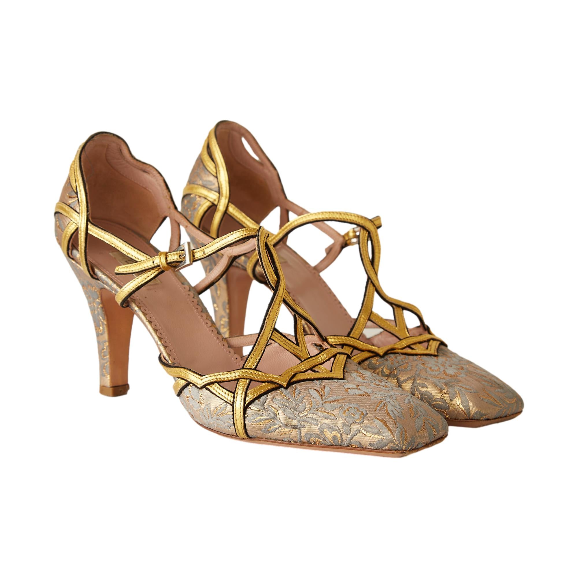 Prada Gold Embroidered Baroque Heels – Treasures of NYC