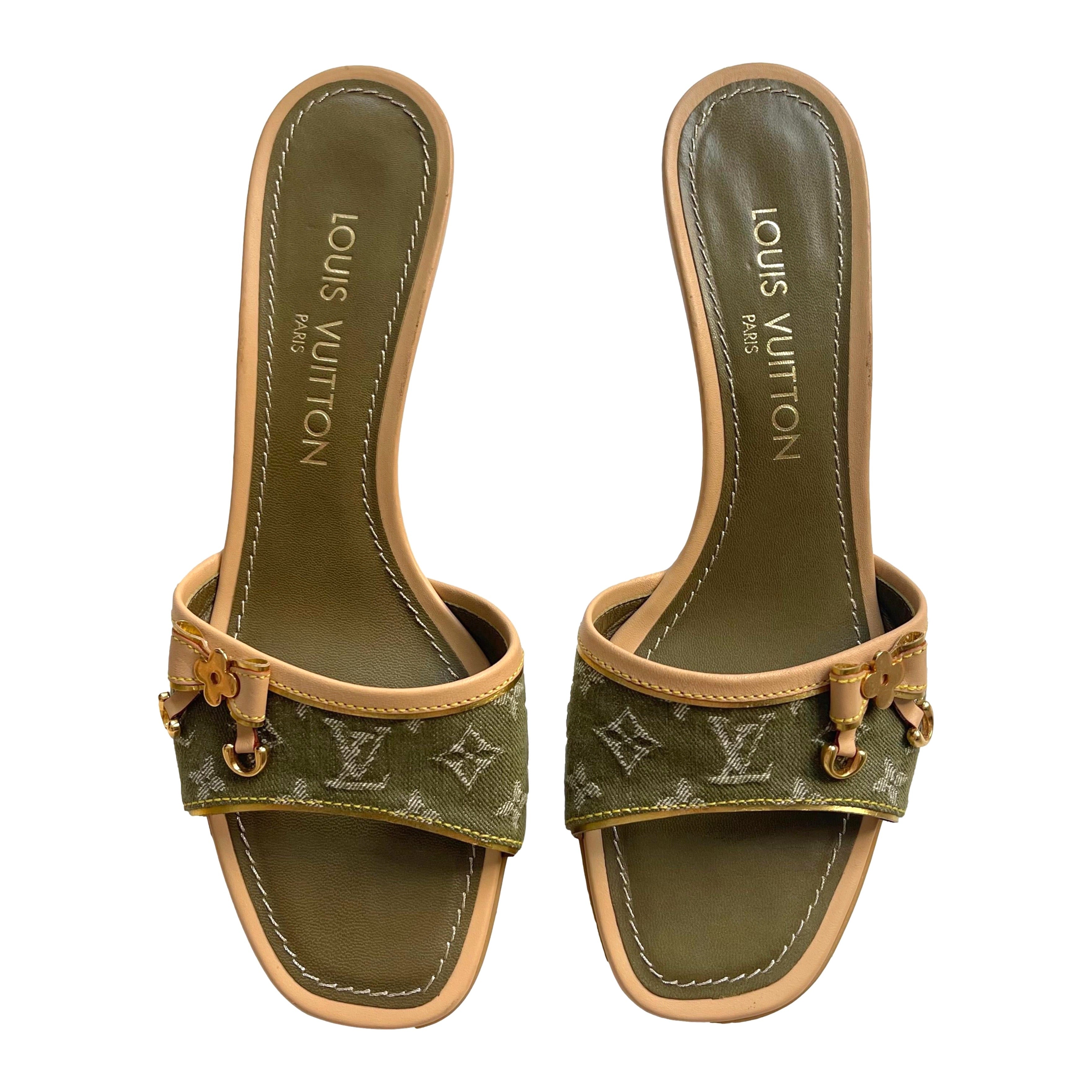 Louis Vuitton Green Denim Kitten Heels – Treasures of NYC
