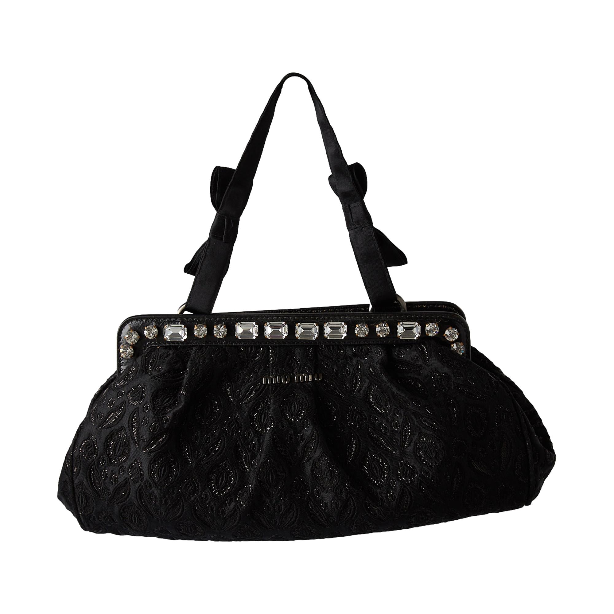Miu Miu Black Logo Rhinestone Bag – Treasures of NYC