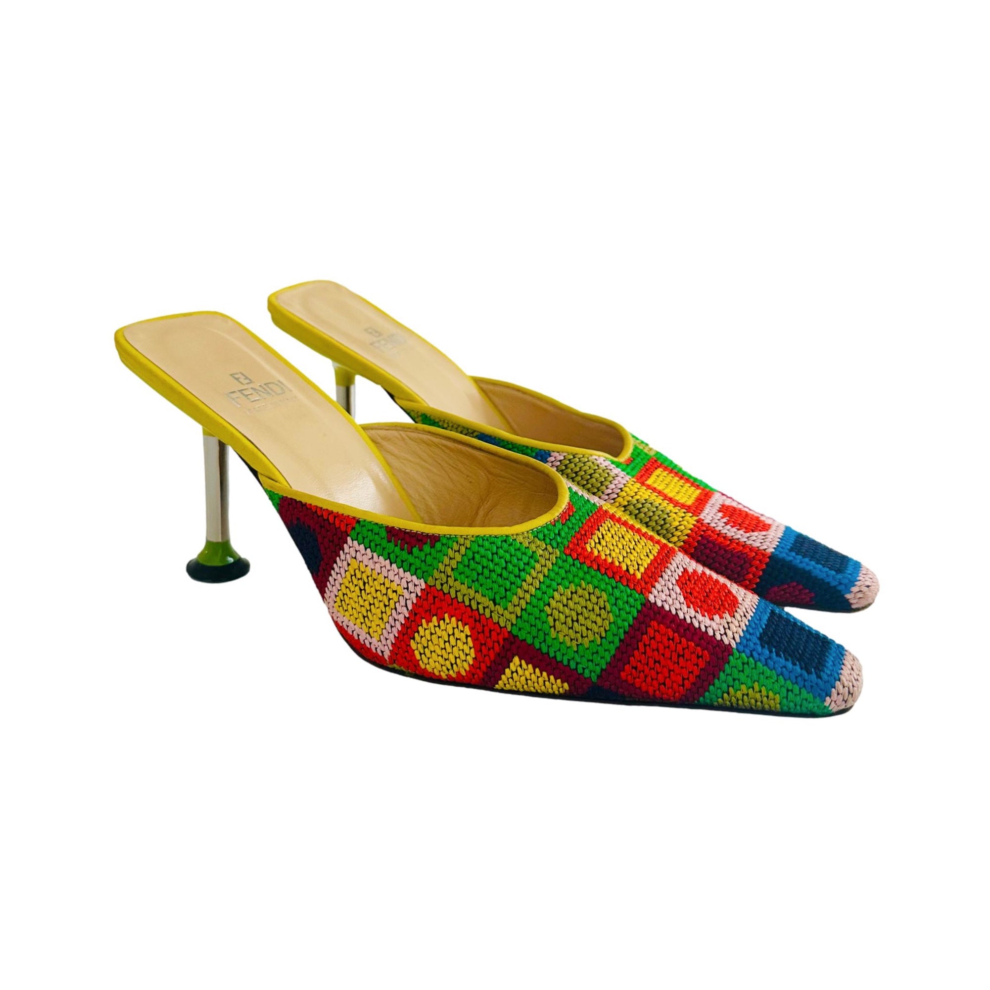 Fendi Mulitcolor Needlepoint Heels – Treasures of NYC