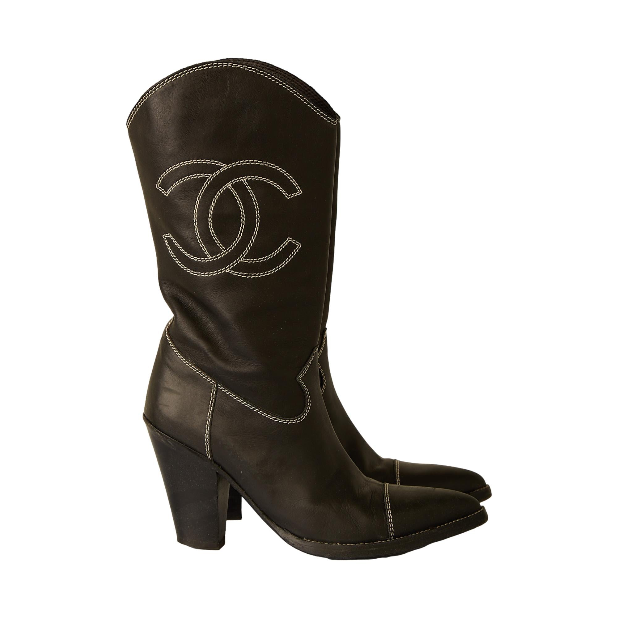 Chanel Black Logo Cowboy Boots – Treasures of NYC