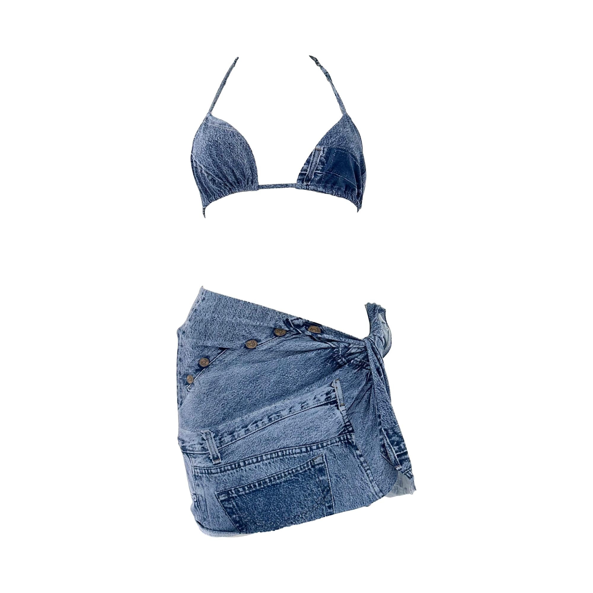 Dior Denim Three Piece Bikini Set – Treasures of NYC