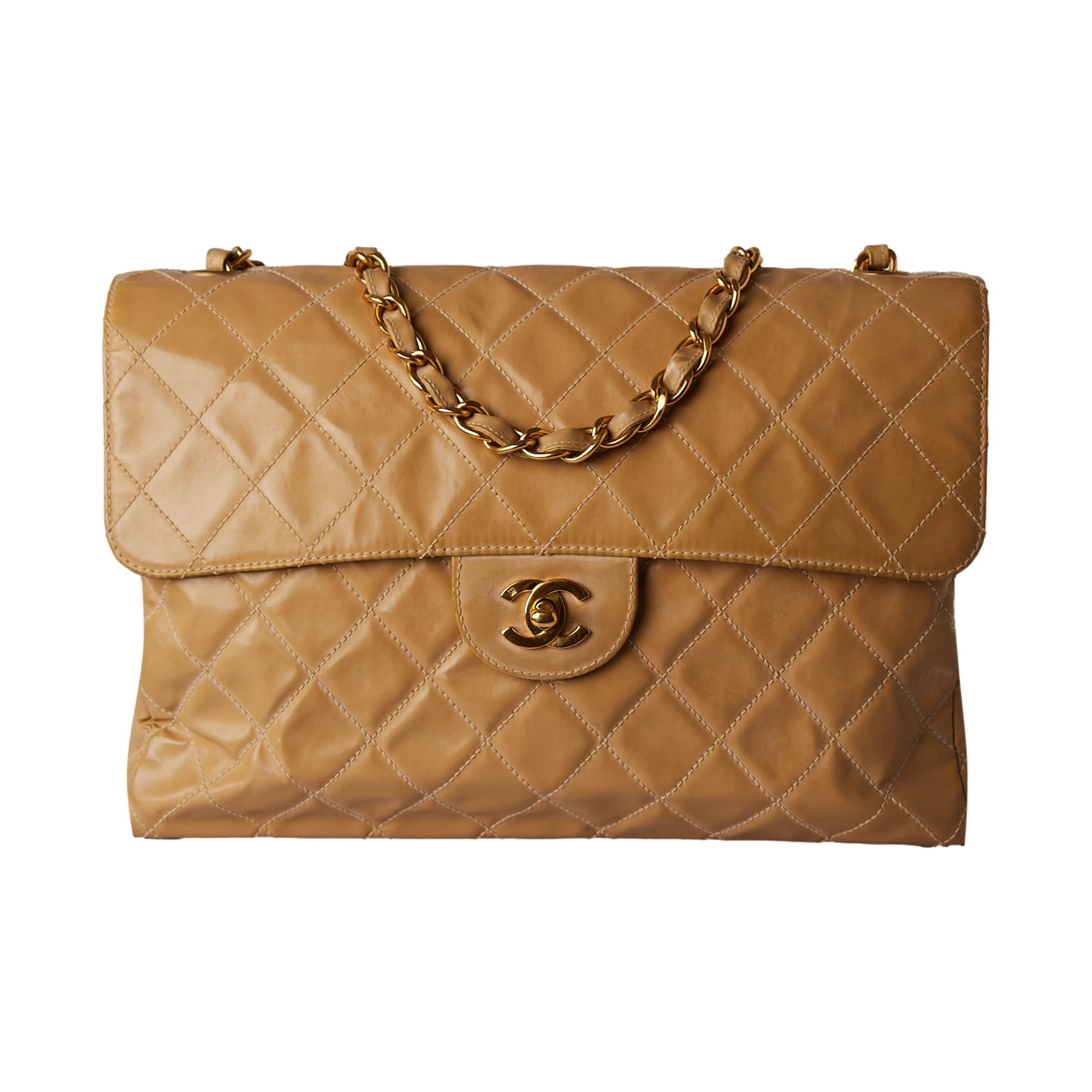 Chanel Tan Vinyl Large Flap Bag – Treasures of NYC