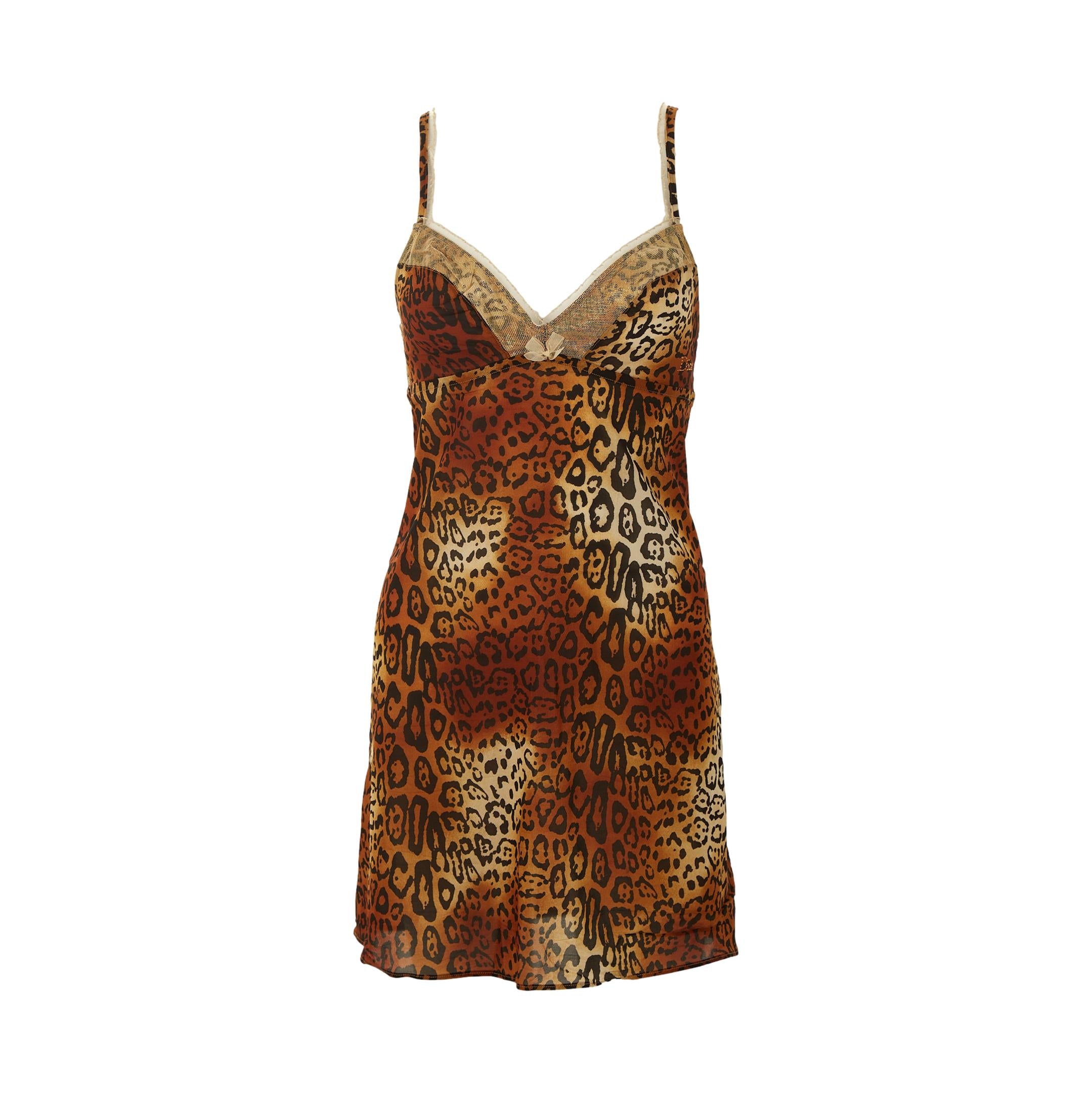 Dior Cheetah Print Rhinestone Logo Slip Dress – Treasures of NYC