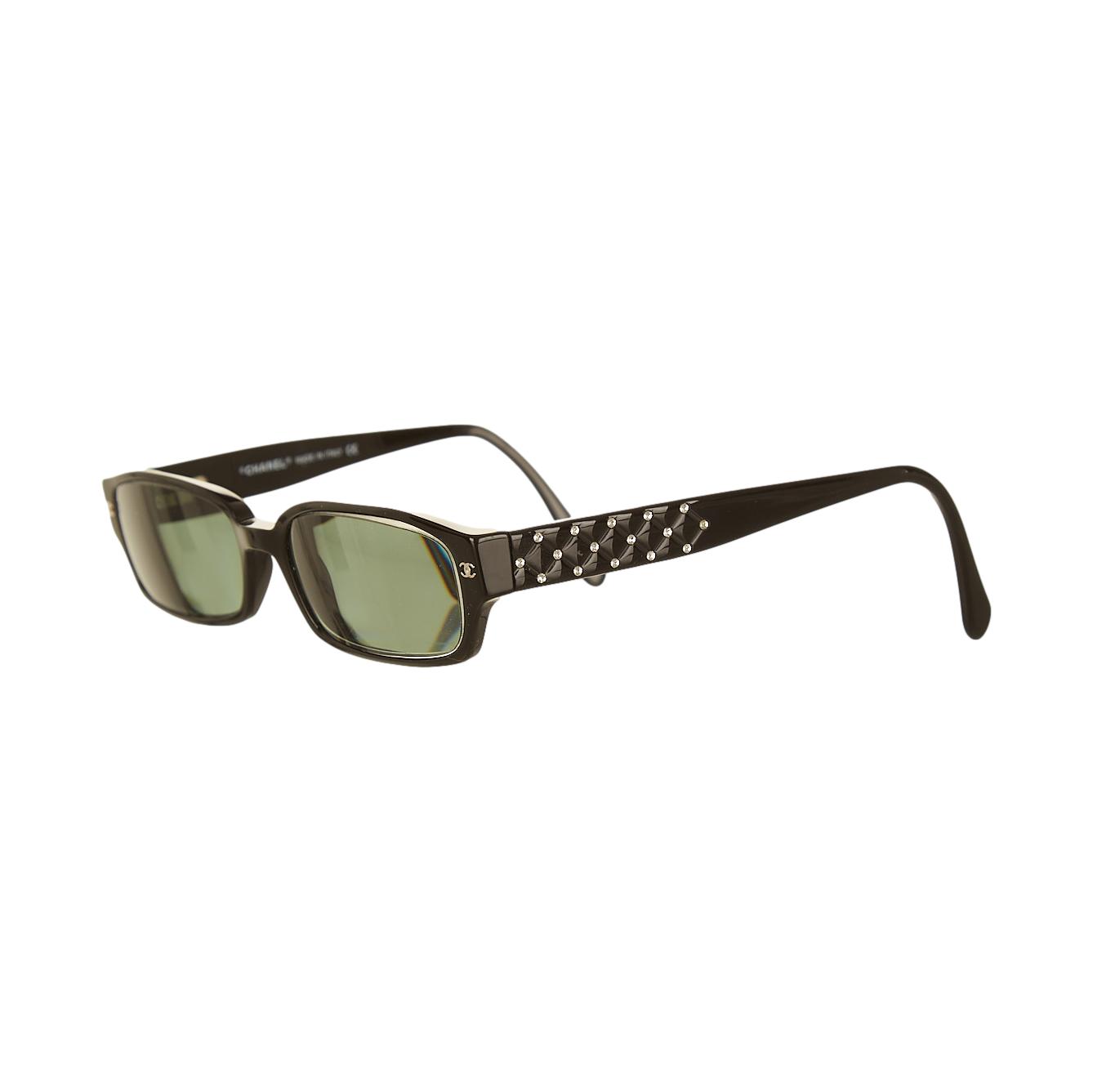 Chanel Black Quilted Rhinestone Micro Sunglasses – Treasures of NYC