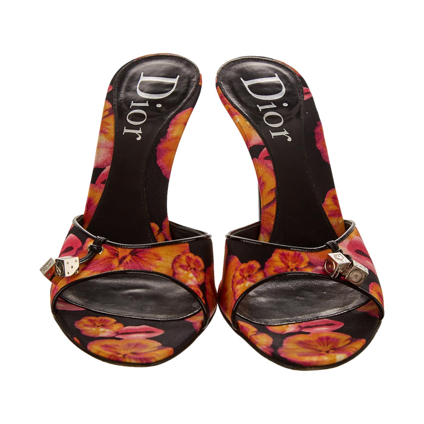 Dior Black Floral Dice Heels – Treasures of NYC