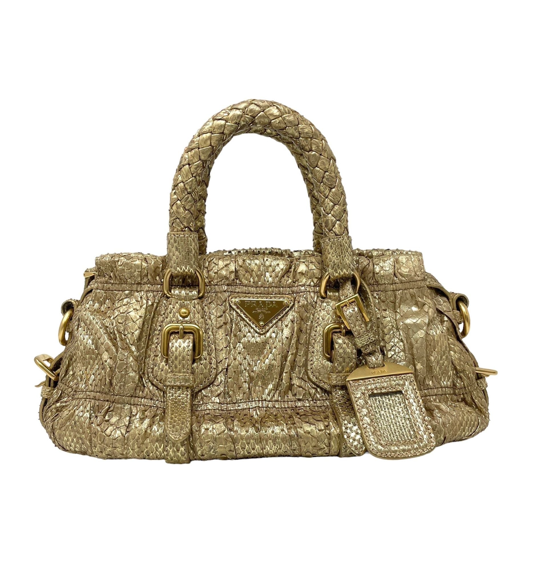 Prada Gold Snakeskin 2way Bag – Treasures of NYC